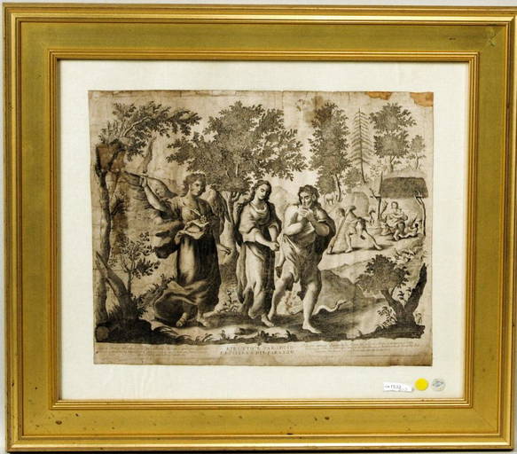 Biblical Engraving Of The Expulsion From Paradise