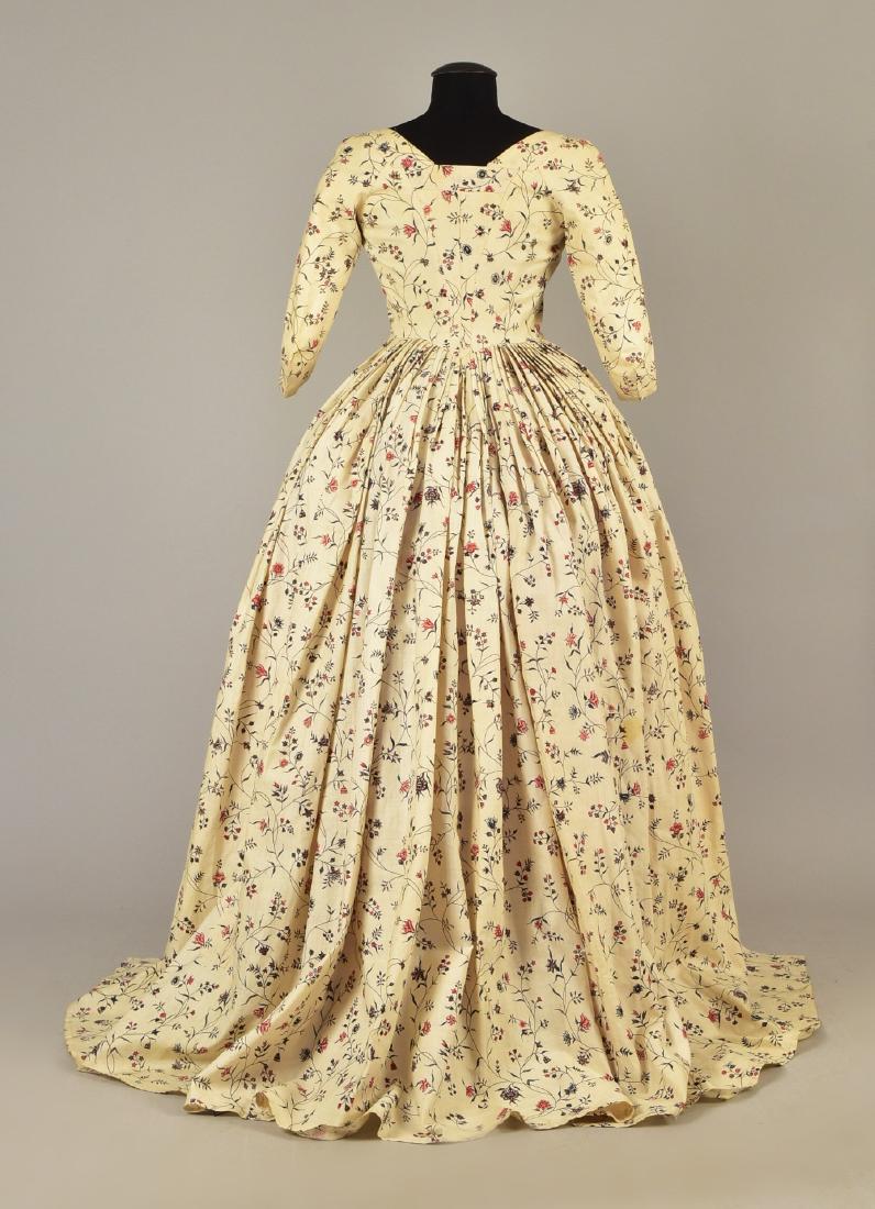 ENGLISH OPEN ROBE of INDIAN COTTON CHINTZ, 1785