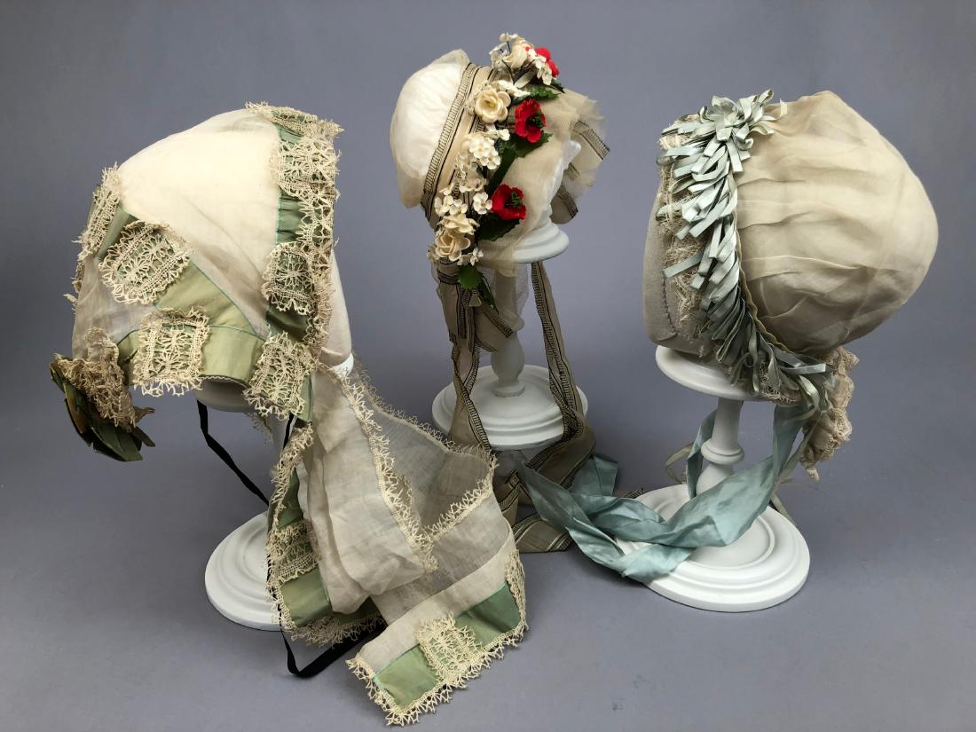Three Fancy Indoor Bonnets, 1840s 1880s