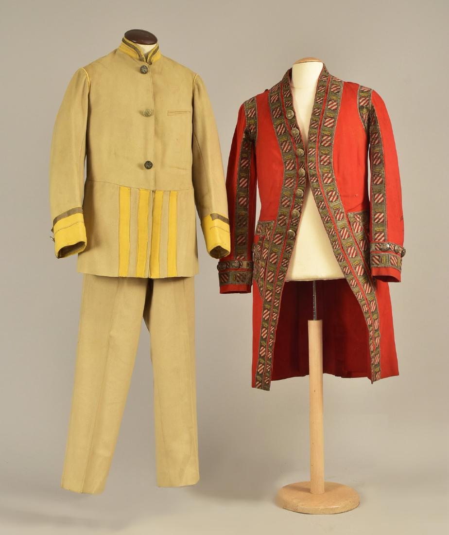 FELTED WOOL LIVERY COAT and SUIT, MID 19th C