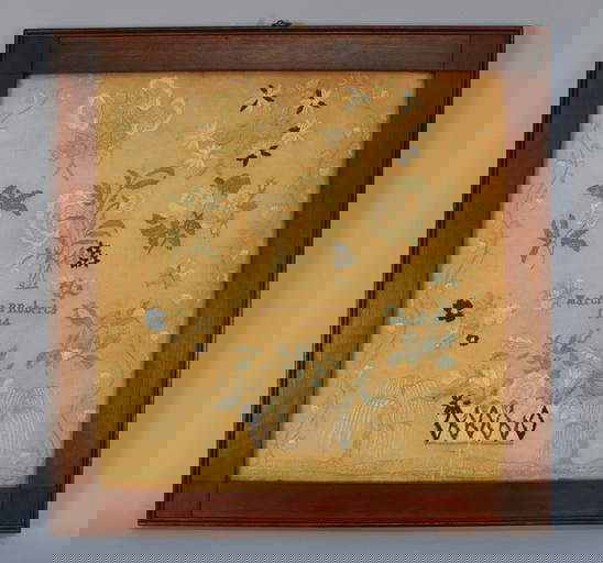 Quaker Linen Needlework, 1834. Executed In Silk On