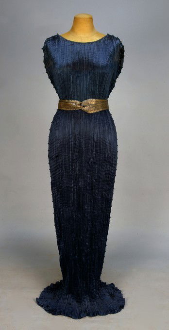 629: FORTUNY DELPHOS GOWN with SASH and ORIGINAL BOX, c