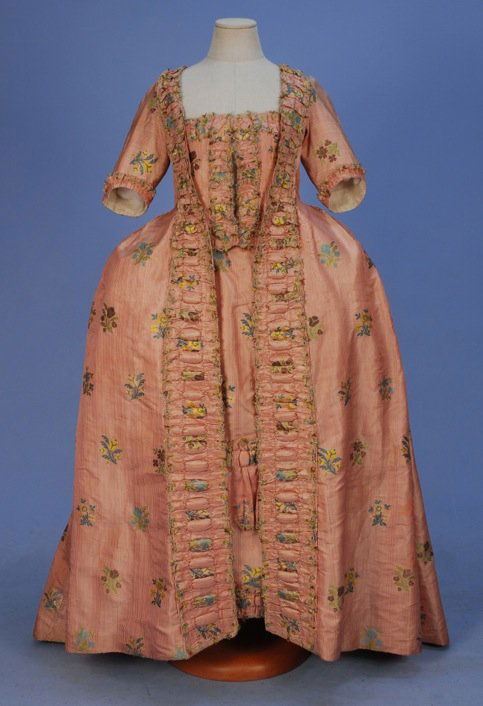 SILK BROCADE ROBE a la FRANCAISE, c. 1750.