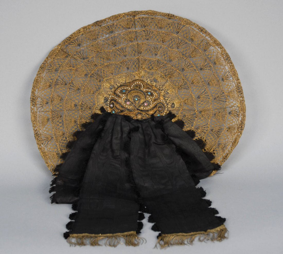 GERMAN METALLIC LACE HEADDRESS, 19th C.
