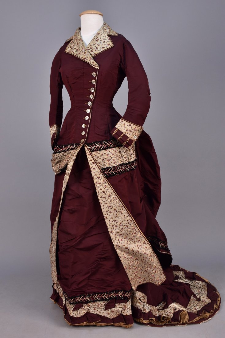 SILK BUSTLE DRESS and PHOTOGRAPH, 1878.