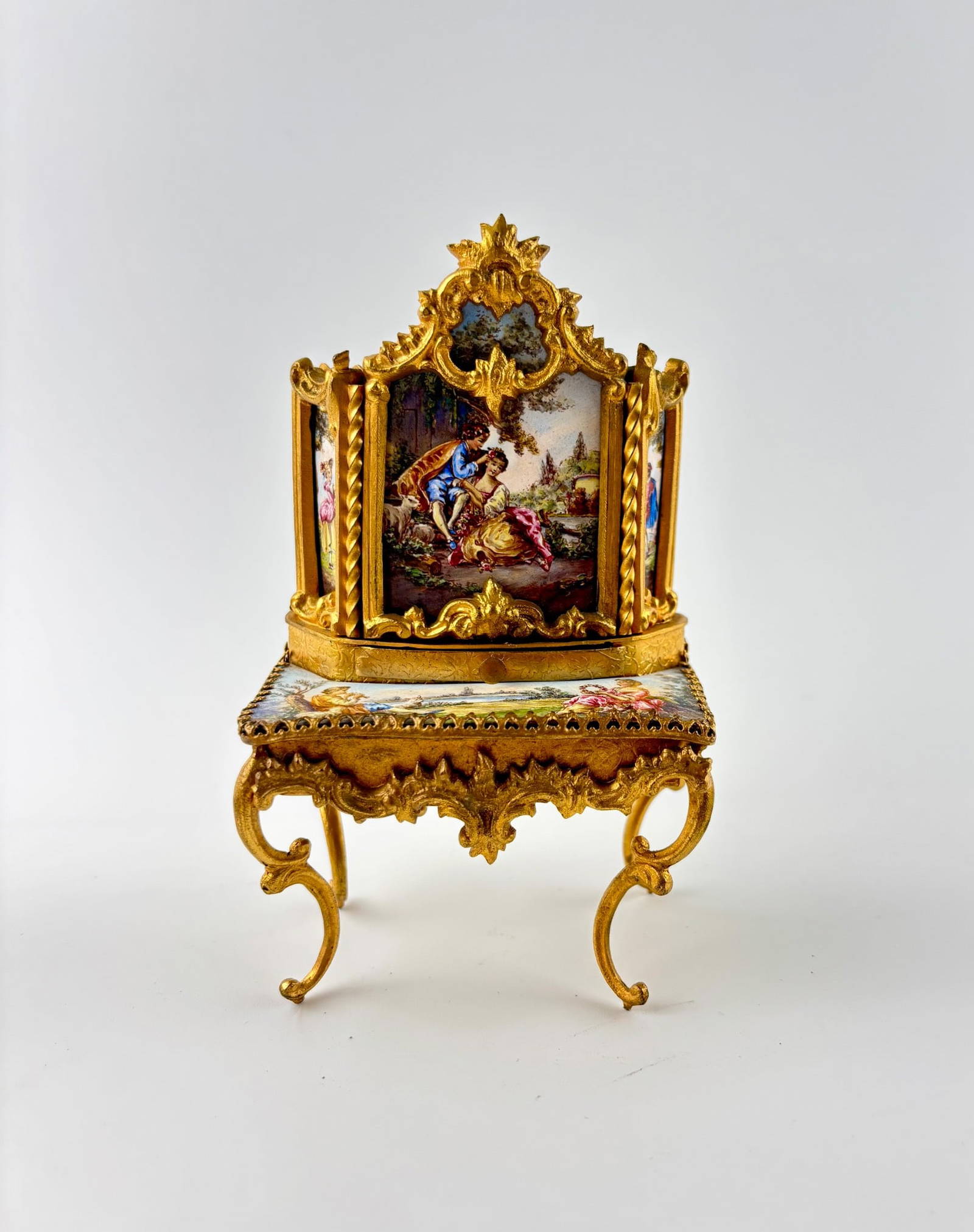 Reuge Swiss Dressing Table Music Box With Gilded Frame And Painted ...