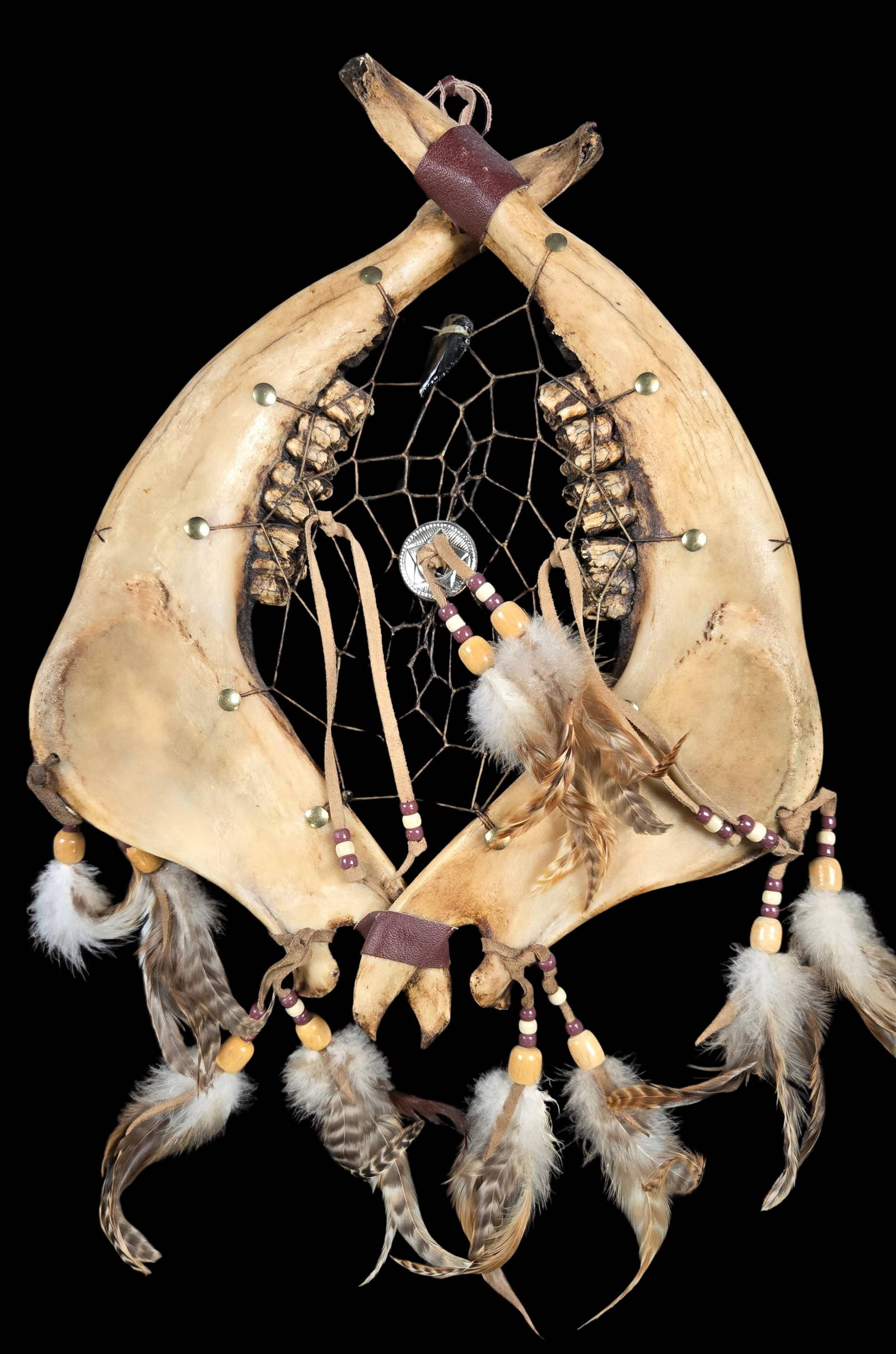 Native American Buffalo Jaw Bone Dream Catcher Auction