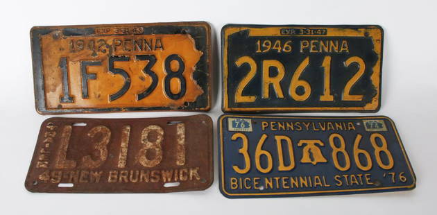 6 Vintage Pa License Plates