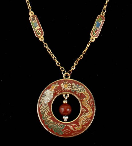 Chinese Dragon & Phoenix Pendant Necklace