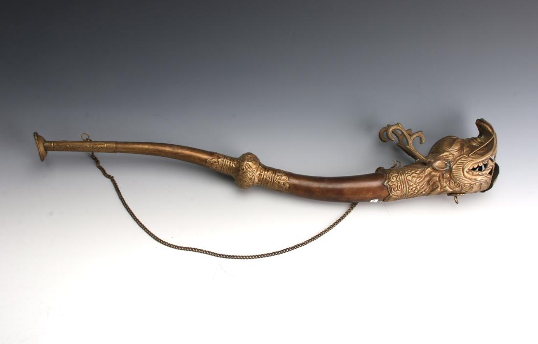 CHINESE CARVED COPPER DRAGON INSTRUMENT