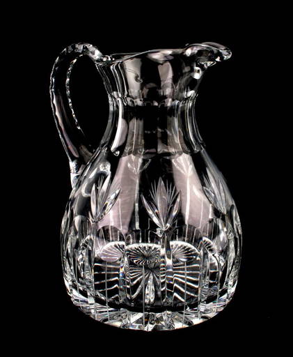Heavy Cut Crystal Etched Coin Dot Pitcher