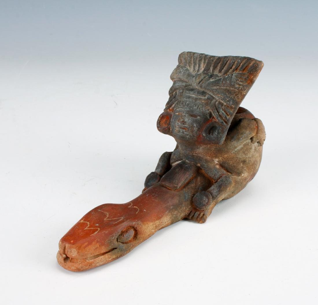 PRE-COLUMBIAN MAYAN EFFIGY FIGURAL PIPE