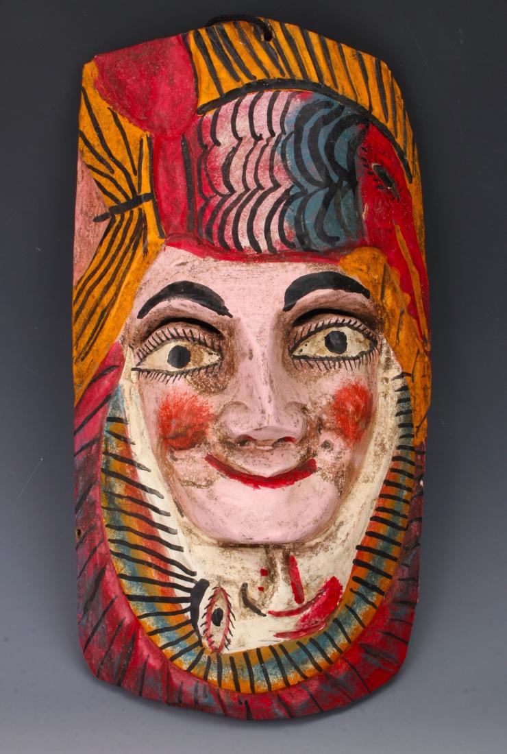 EUROPEAN CARVED & PAINTED WOODEN FOLK MASK