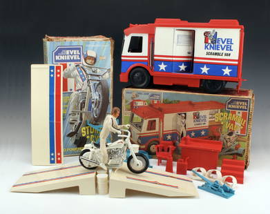 Vintage Evil Knievel Stunt Cycle And Scramble Van