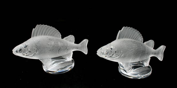 Two Lalique Fish Paperweights
