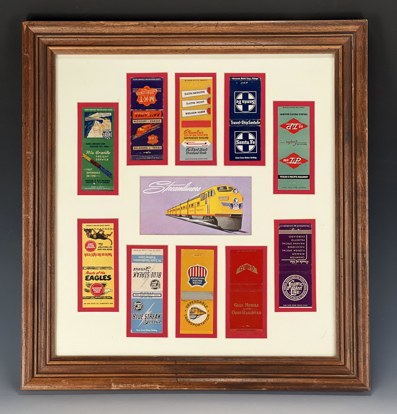 Vintage Train Line Railroad Matchbooks Display
