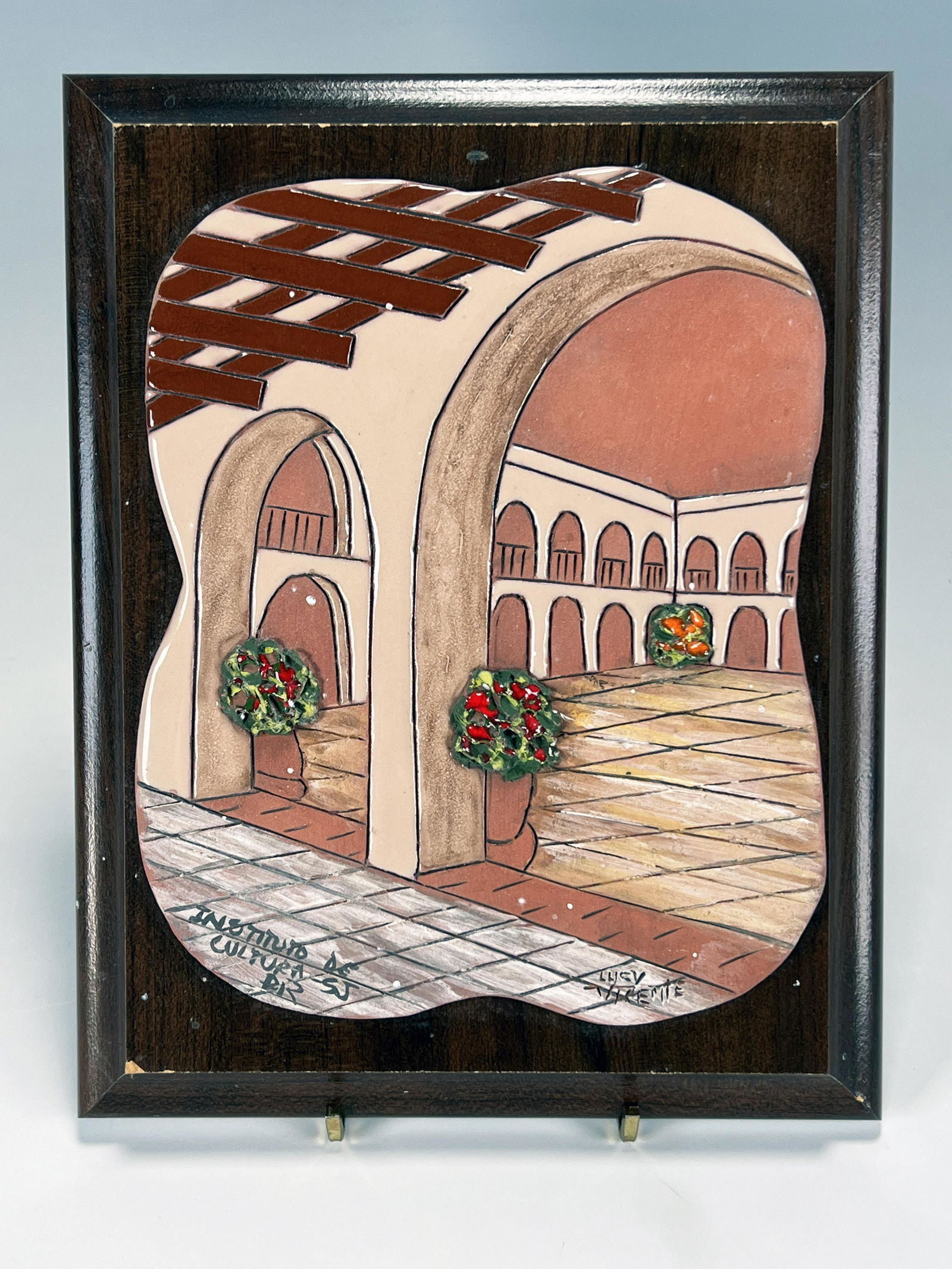 Puerto Rican Painted Ceramic Tile Plaque