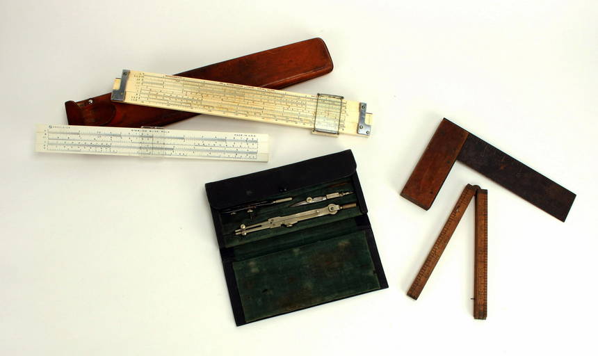 Vintage Drafting Tools, Folding Ruler, Slide Rulers, Square