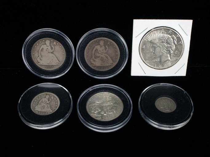 Collection Of Silver Coins 1850's O Seated Liberty Half Dollars And ...