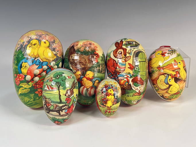 Six Vintage German Easter Eggs