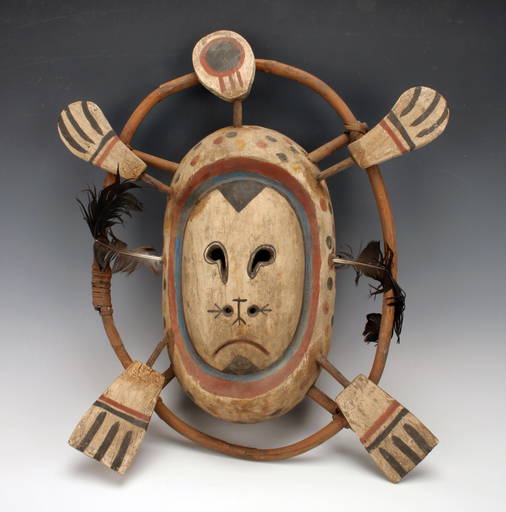 Painted Wood Yupik Inuit Spirit Mask