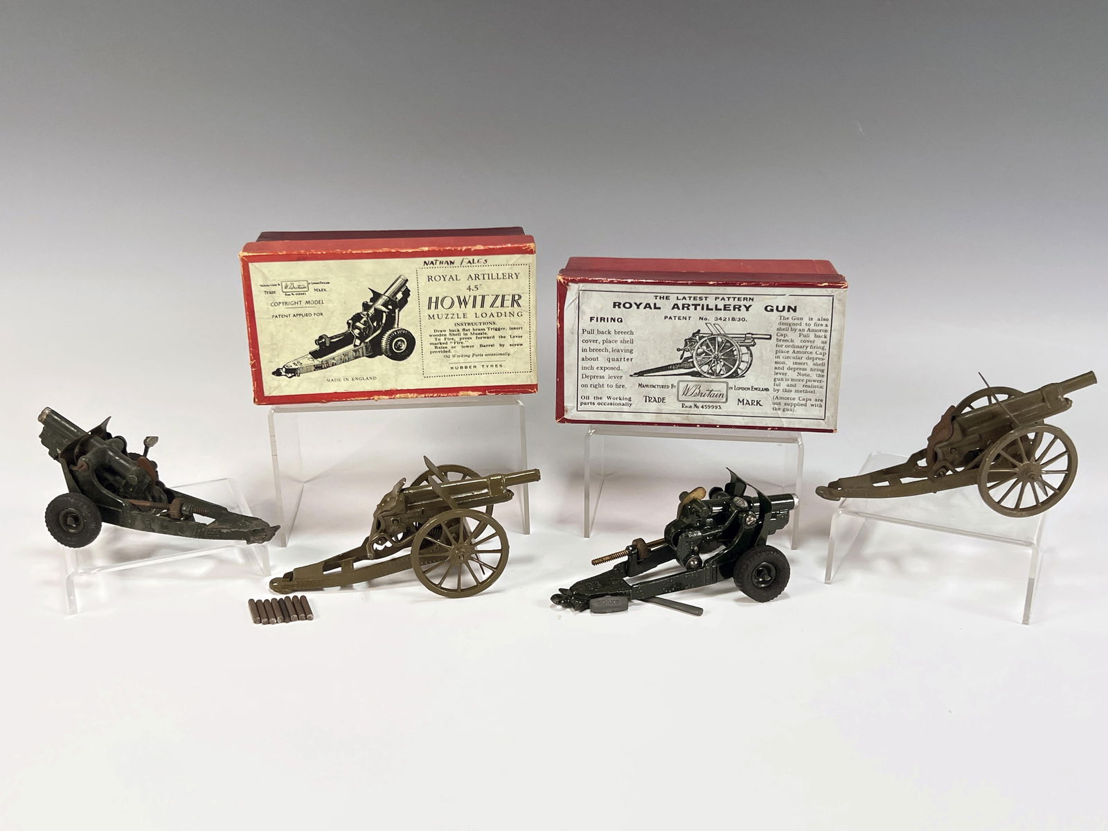 4 Royal Artillery Metal Guns 2 In Box Auction