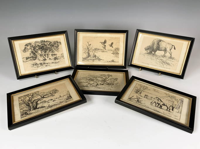 6 Pen & Ink Prairie Sketches By Charles B. Rogers Prints