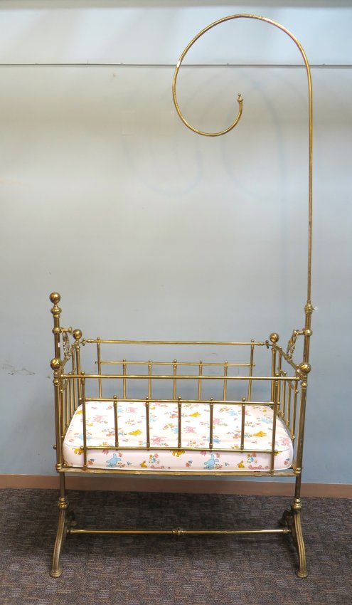 Antique Brass Baby Crib : Lot 181