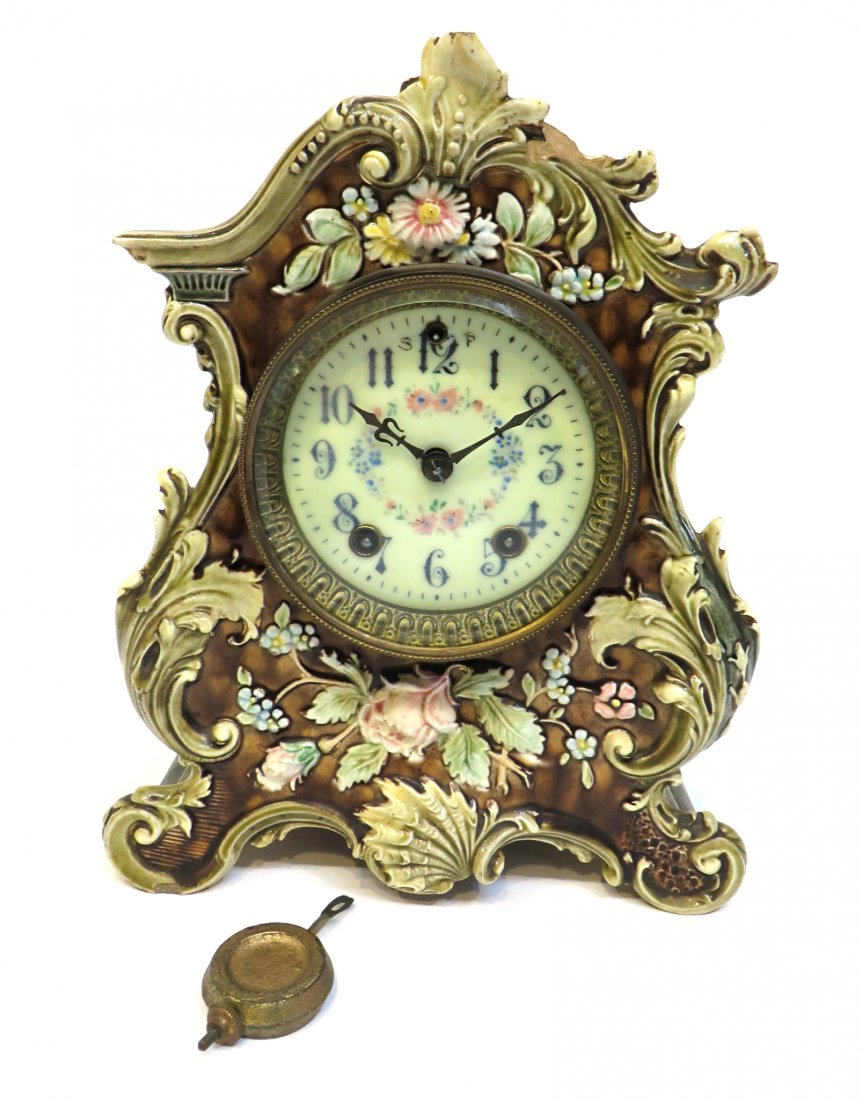 Majolica Mantel Clock
