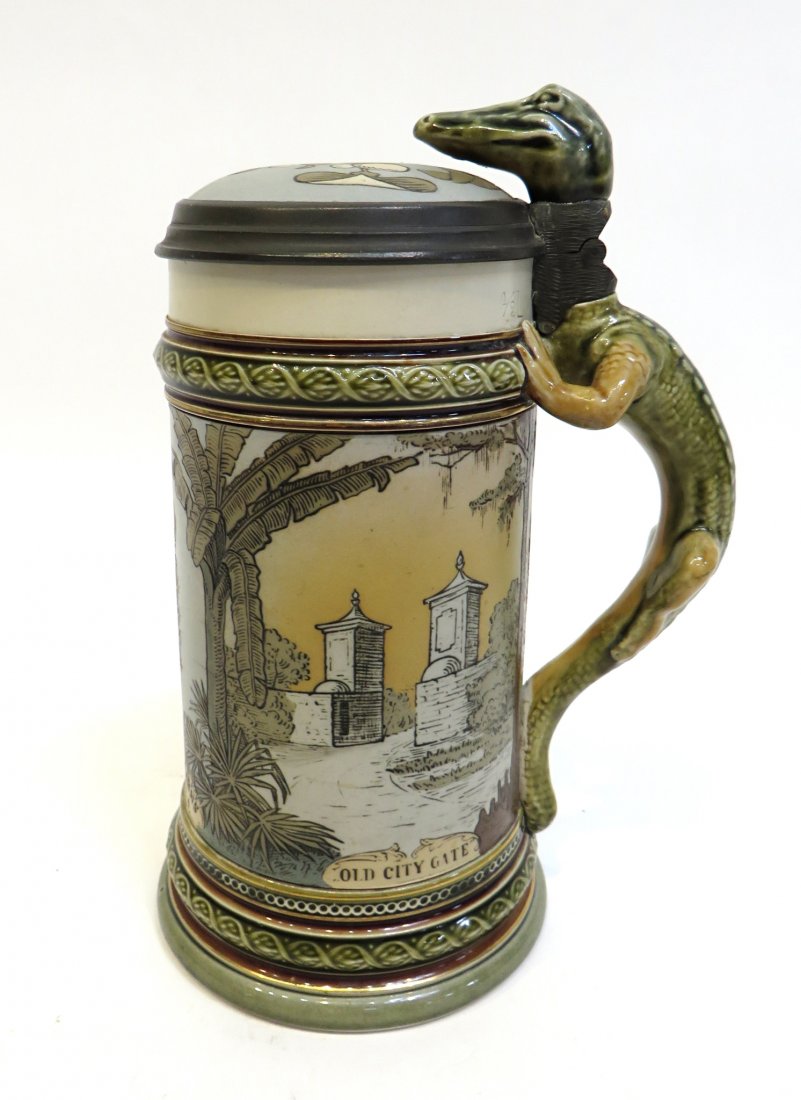 Rare "Alligator" Beer Stein By Mettlach