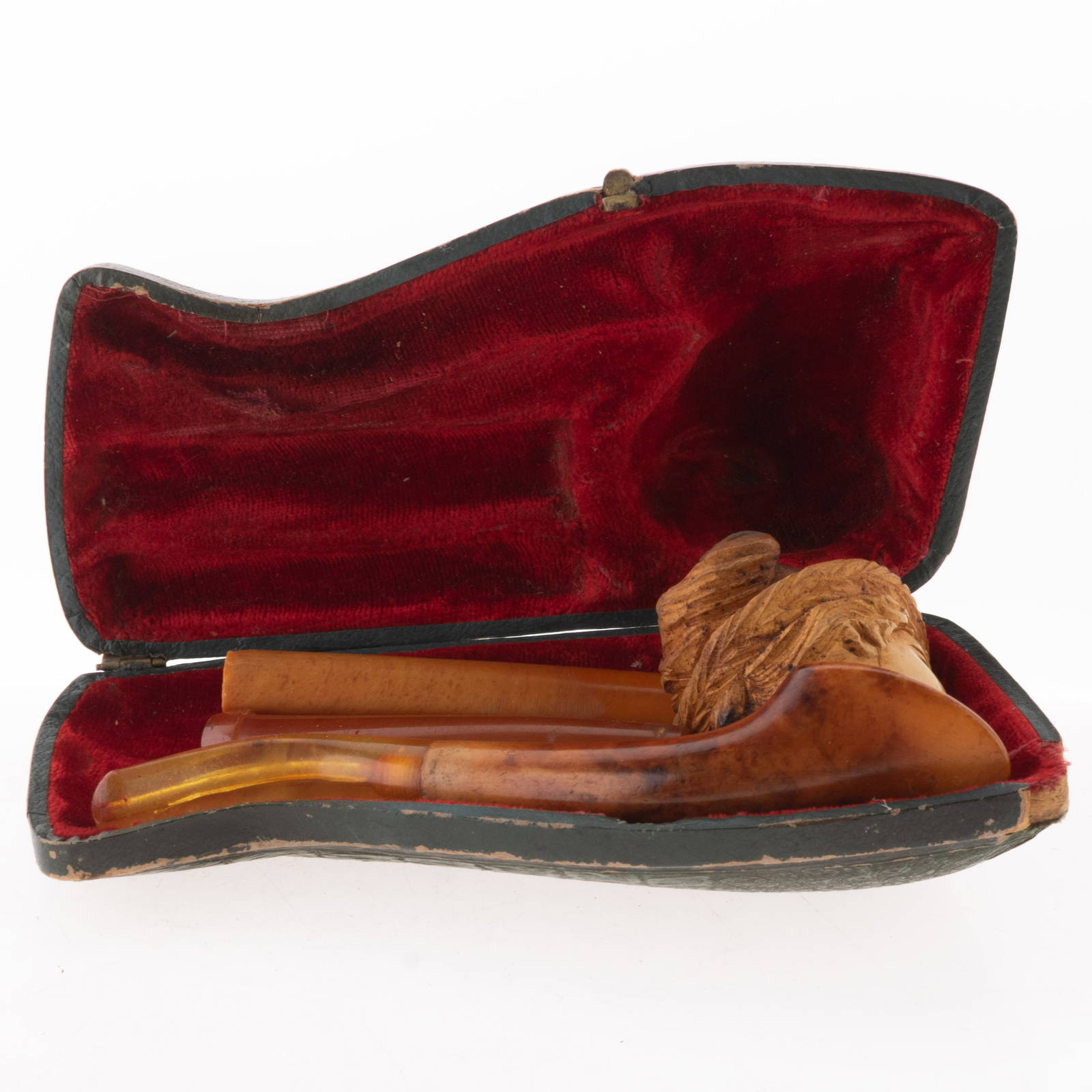 Antique Hand Carved Meerschaum Tobacco Smoking Cheroot Pipe Early 20th ...