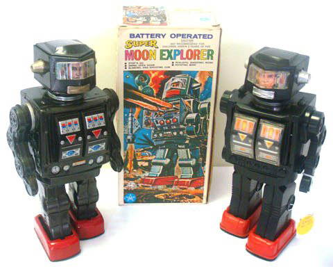 Two Old Super Moon Explorer Robot Toys
