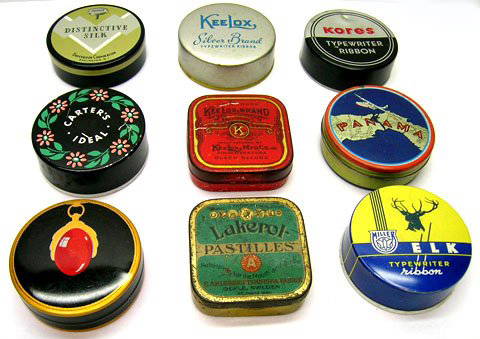 9 Different Vintage Typewriter Ribbon Tins
