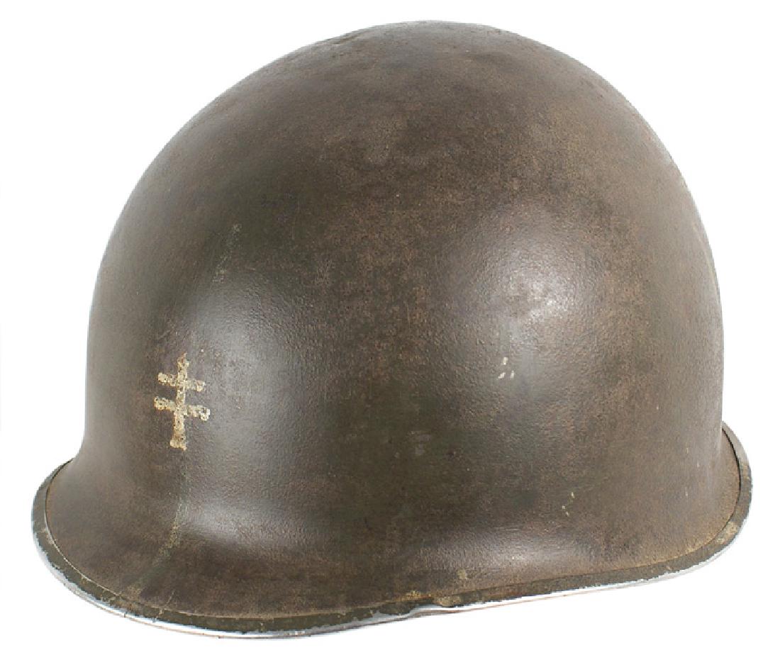 WWII Free French used U.S. M-1 helmets