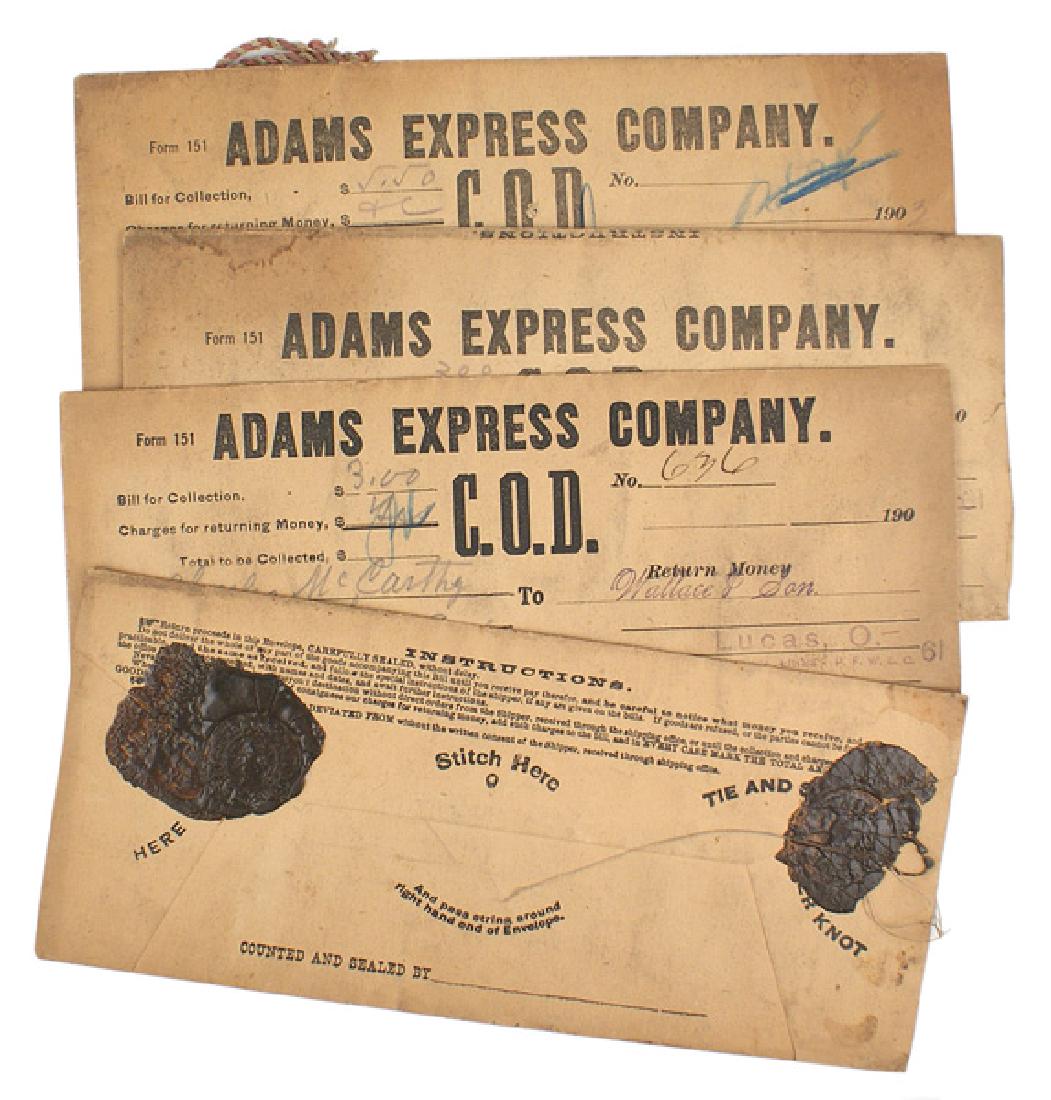 Lot of 4 ADAMS EXPRESS COMPANY COD envelopes