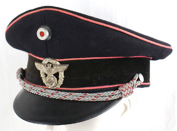 German Wwii Fire Police Officer Peaked Cap