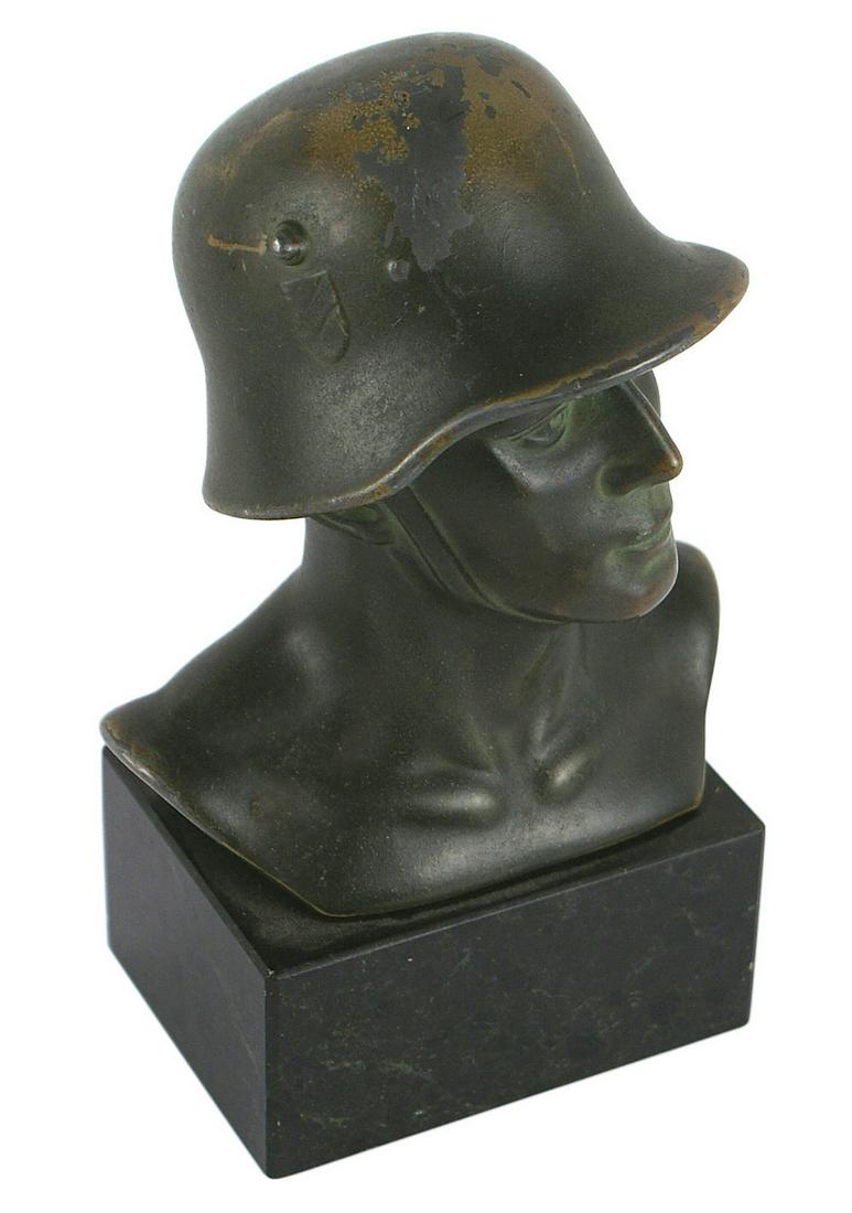 German WWII bronze helmeted soldier bust - Jul 11, 2020 | Mohawk Arms ...
