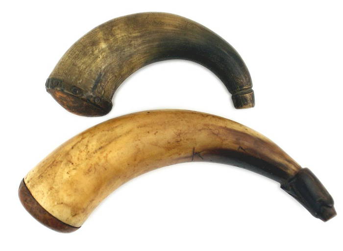 2 US 19th century flint lock priming powder horns (#0025) on Dec 17 ...