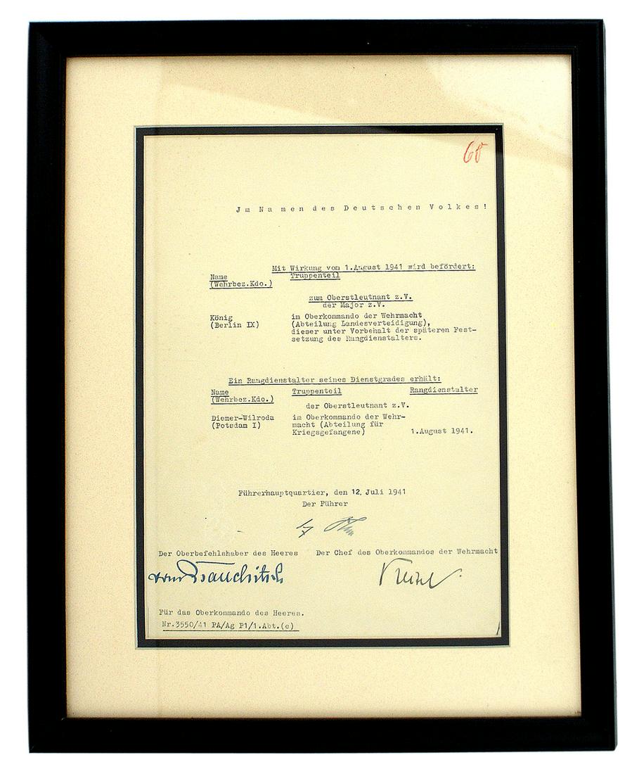 German WWII promotion document signed by Hitler (#0674) on Dec 17, 2022 ...