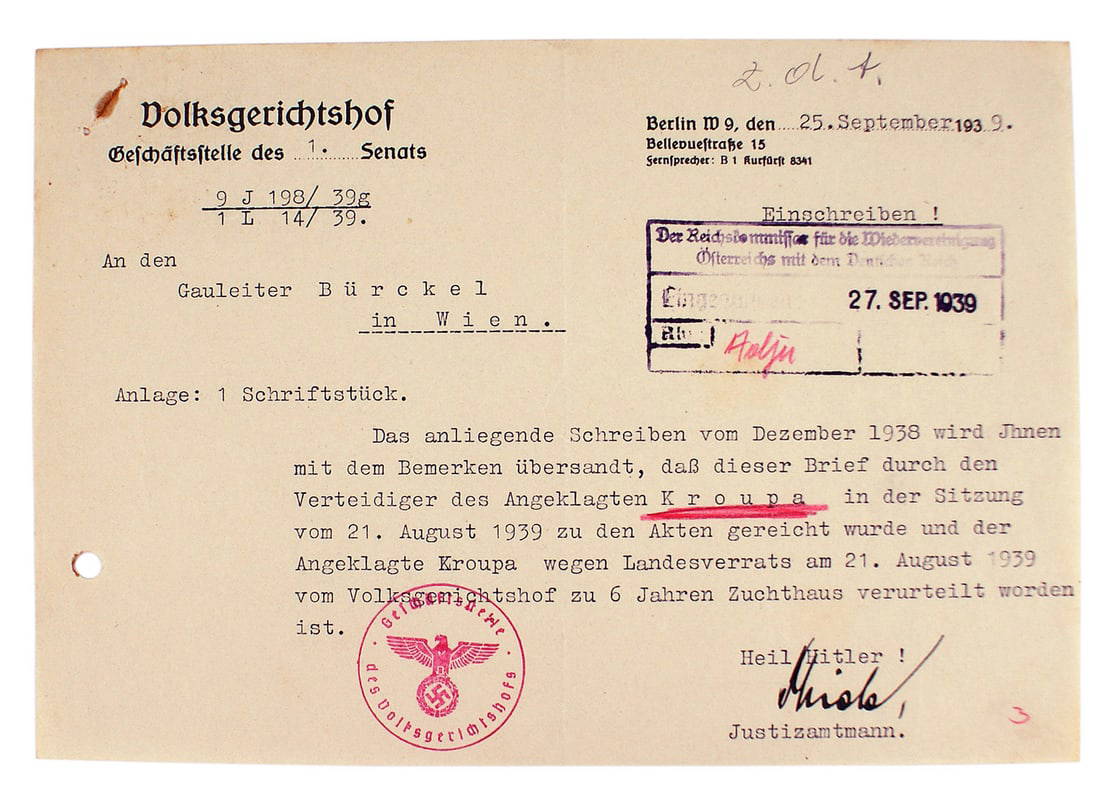 German Wwii Gauleiter Joseph Burkel Prison Auction