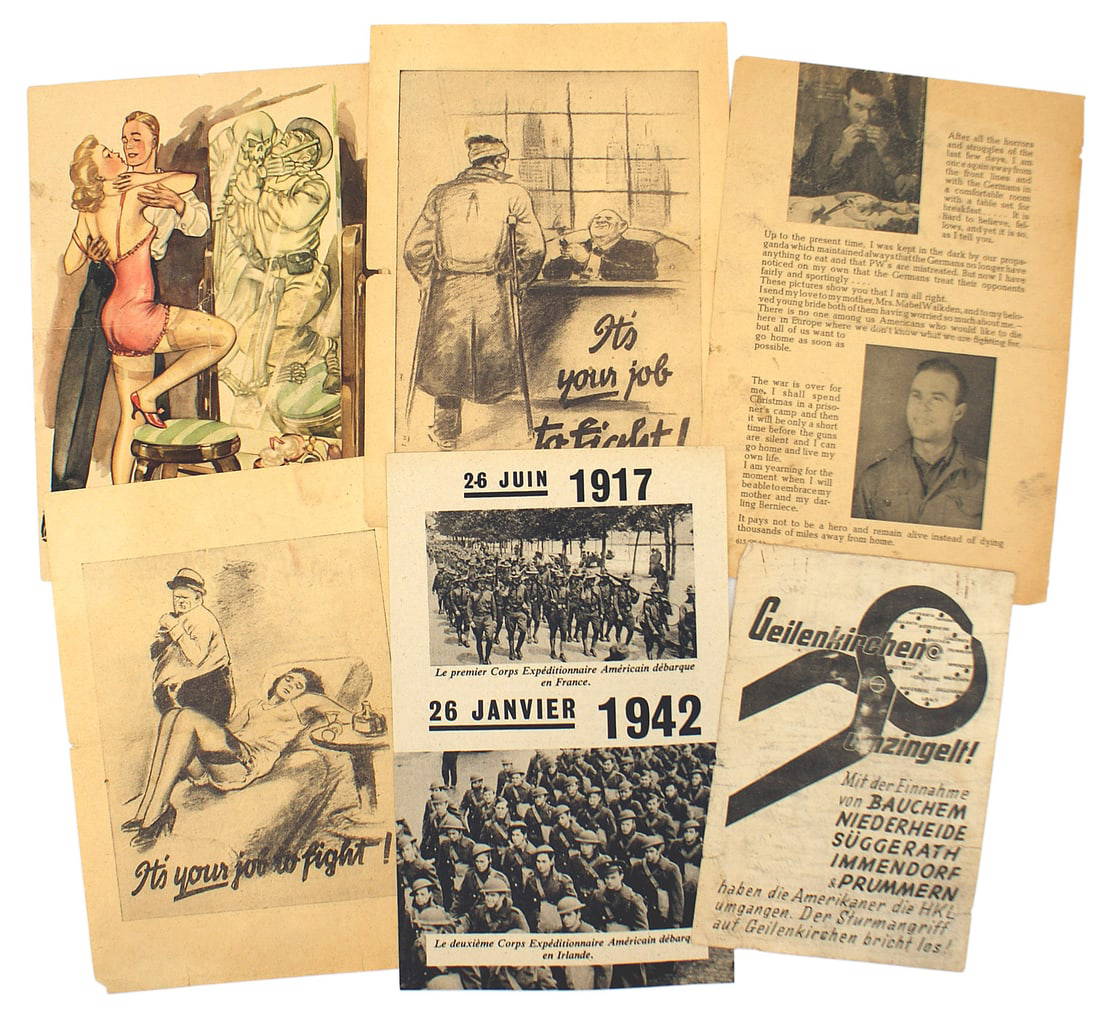 9 German Wwii Propaganda Leaflets American Lines Auction