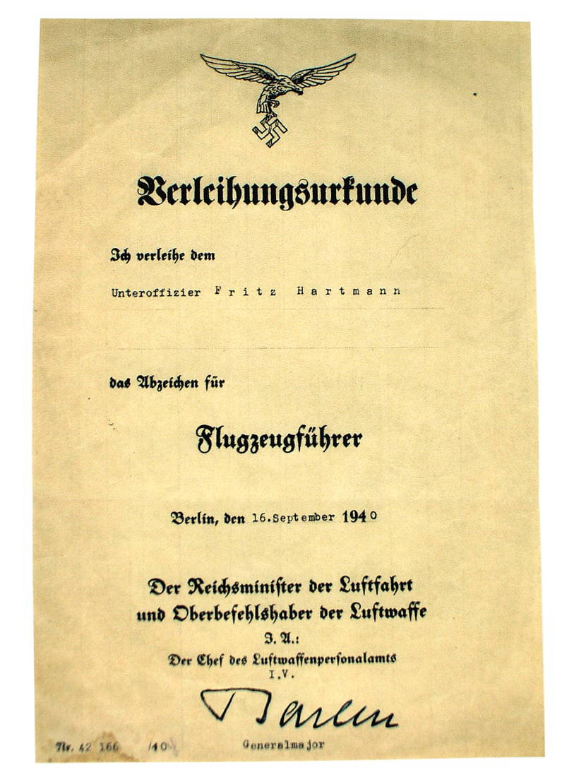 German Wwii Luftwaffe Citation Pilot Badge Auction