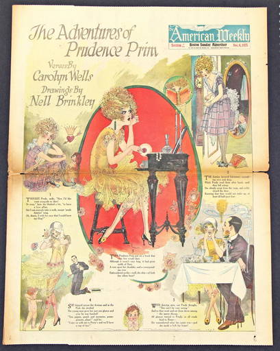 Four Pages Of "prudence Prim" Stories And Drawings,