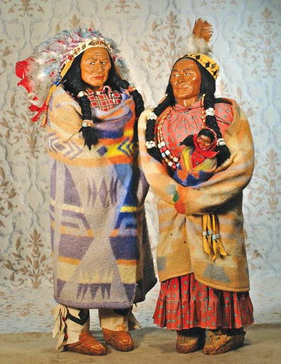 Native American "skookum" Store Display Dolls.