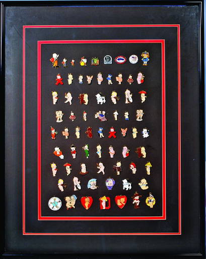 Kewpie Charms In Framed Display. 30" X 20 Sixty