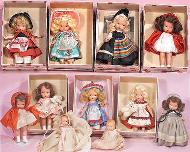 Eleven All Original Nancy Ann Storybook Dolls.