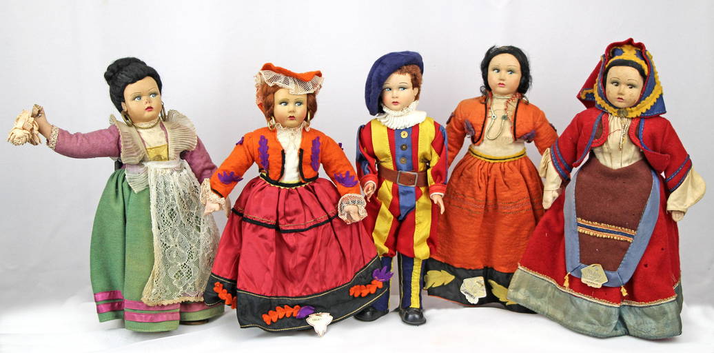 Five Italian Felt Dolls