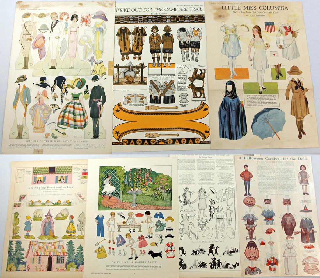 Magazine Sheets Paper Dolls, Early Mid 1900s