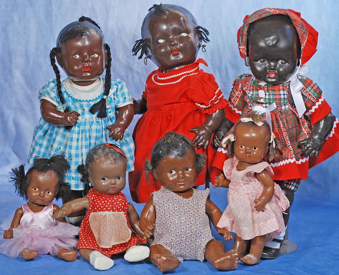 Collection Of Seven Black And Brown Complexioned Composition Dolls Auction