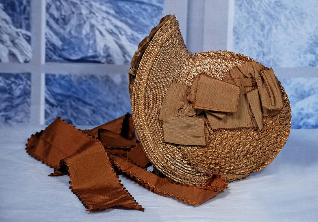 Antique Straw Bonnet Of The Victorian Era Intricately Woven Straw ...